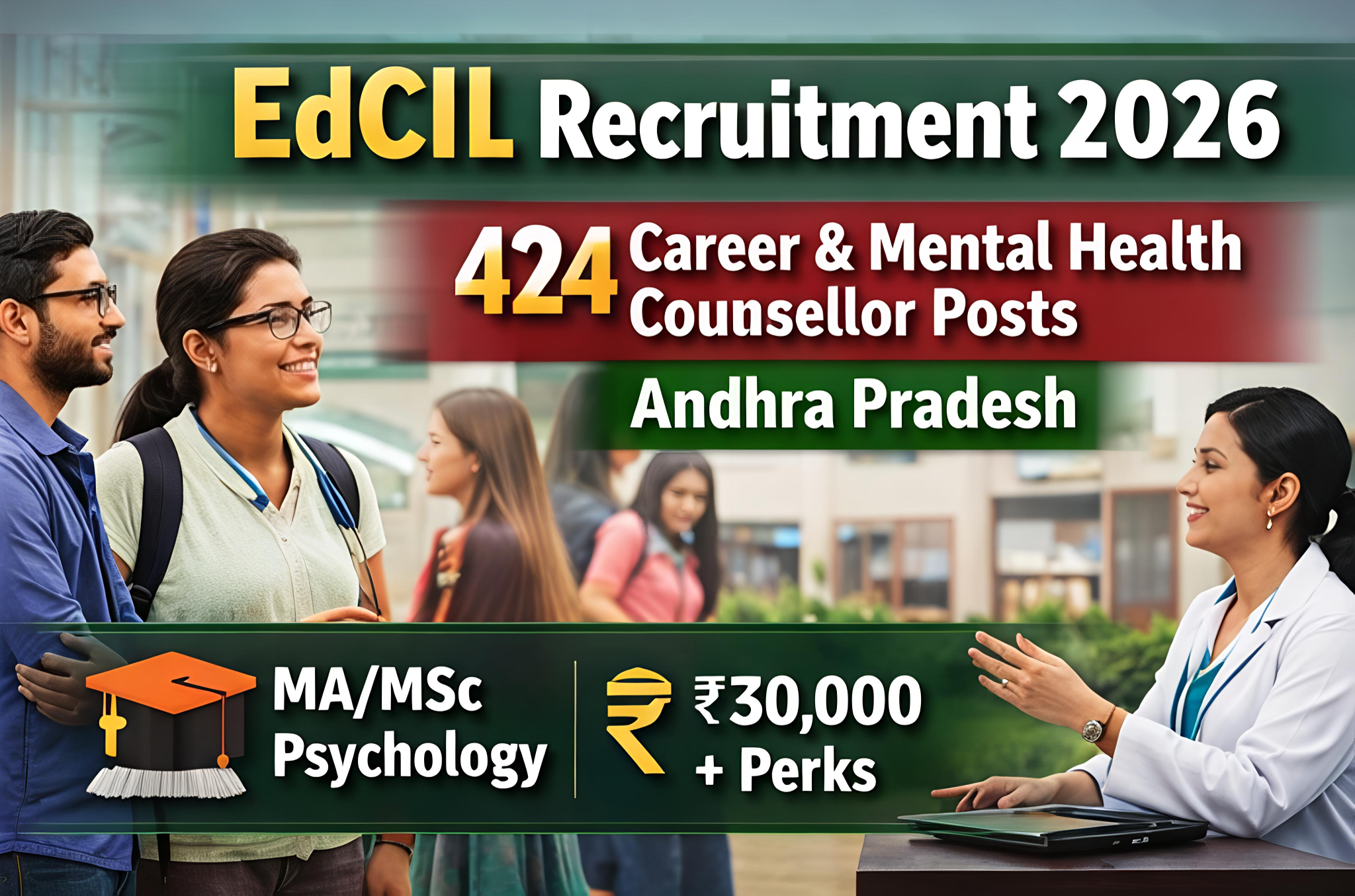 EdCIL Recruitment 2026 – 424 District Career & Mental Health Counsellor ...