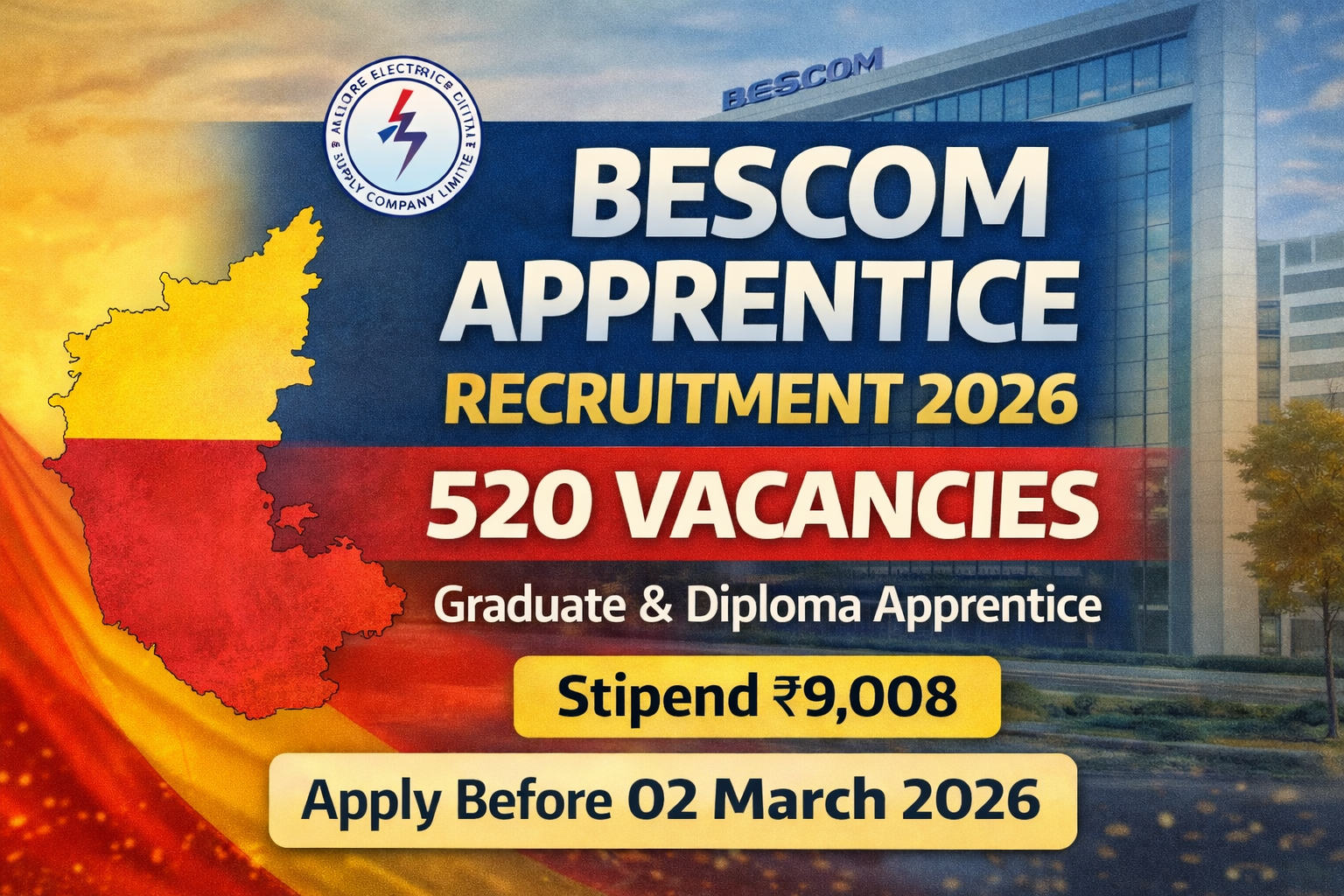 BESCOM Apprentice Recruitment 2026 – 520 Vacancies | Apply Online via ...