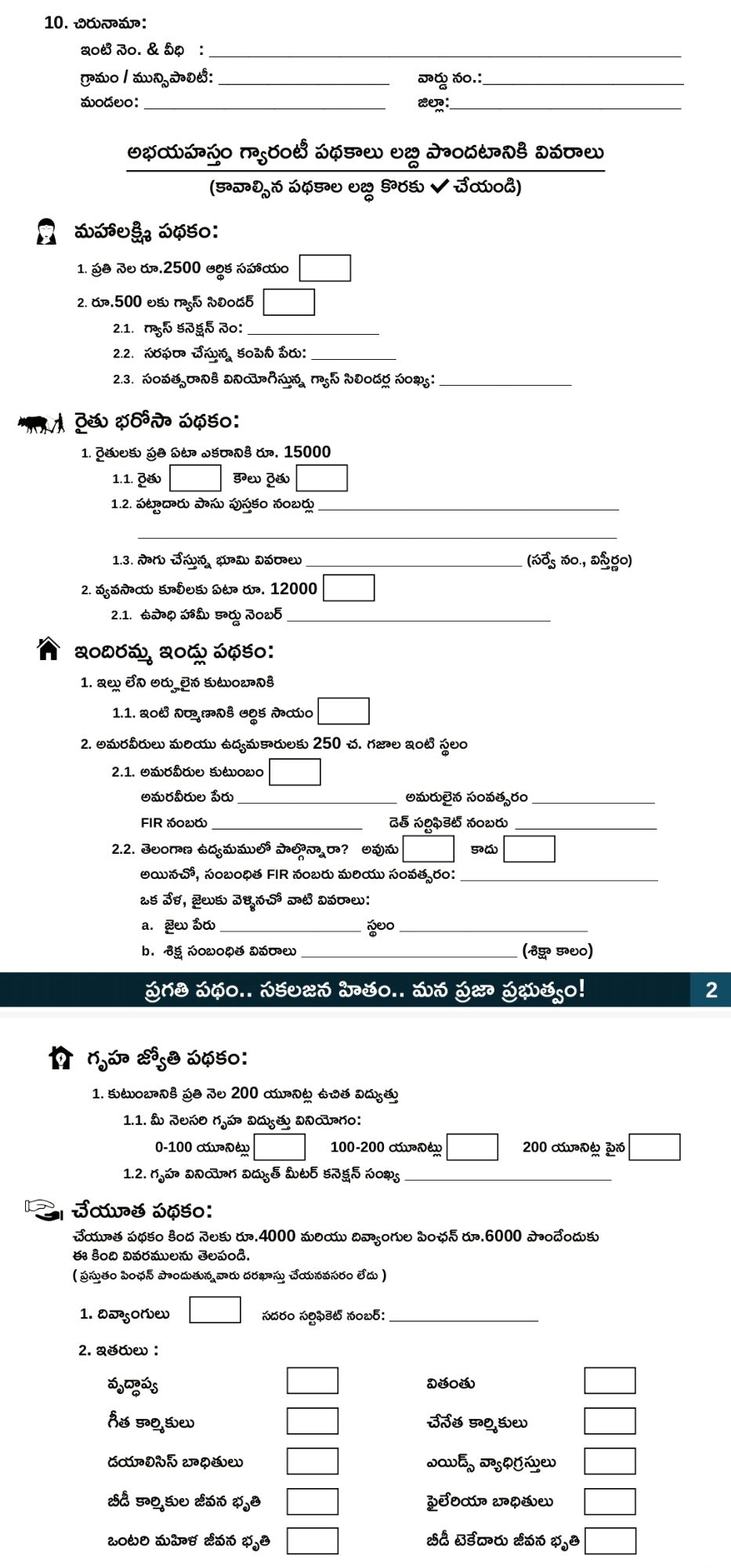 Telangana 6 Guarantee schemes application form download and steps to ...