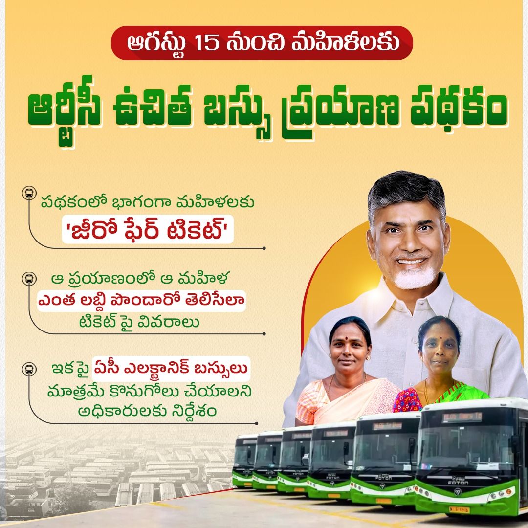 ఆగస్టు 15 నుంచి ఉచిత బస్సు జీరో ఫేర్ టికెట్ - STUDYBIZZ